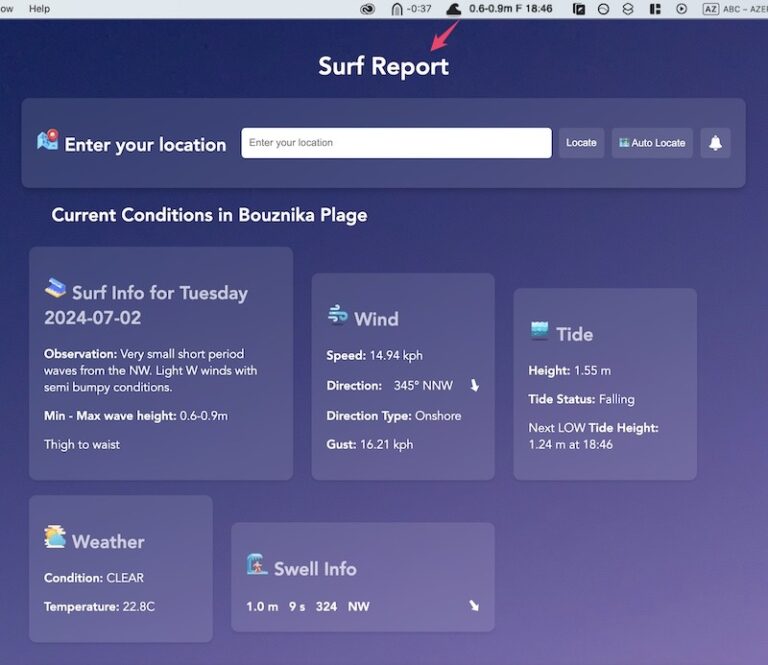 Surf Forecast | MacMenuBar.com